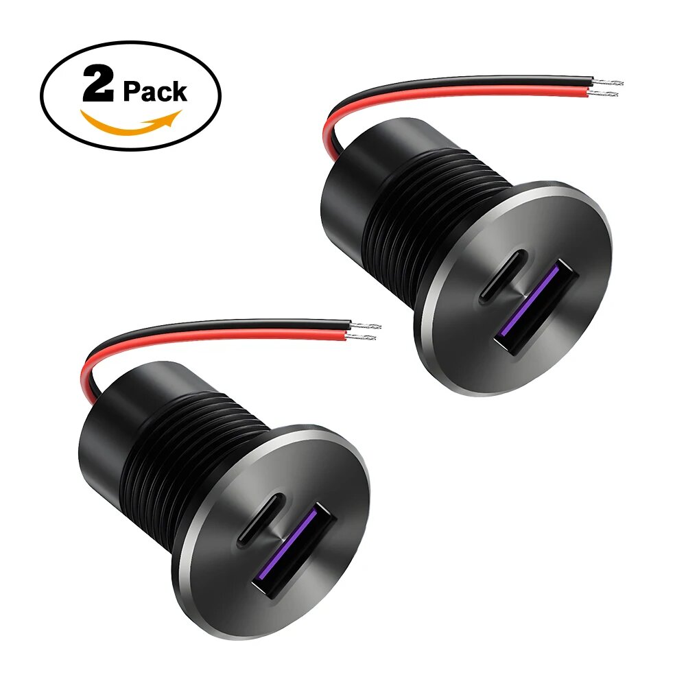 Алюминиевая розетка USB 48 Вт, 12 В, QC3.0 и Type-C, розетка PD, быстрое зарядное устройство, встраиваемая розетка для кемпера, лодки, грузовика NEW-PD-QC-2-Pack