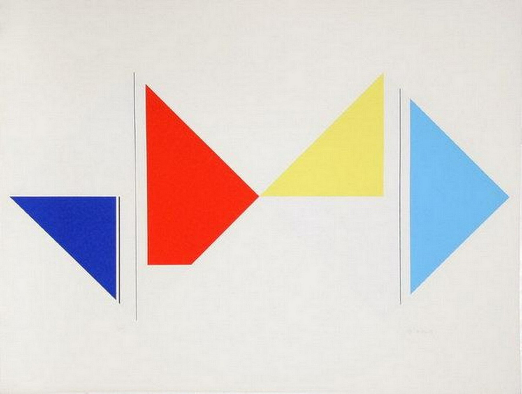 Плакат, постер Композиция из треугольников в основных цветах на бумаге, размер 42х60см