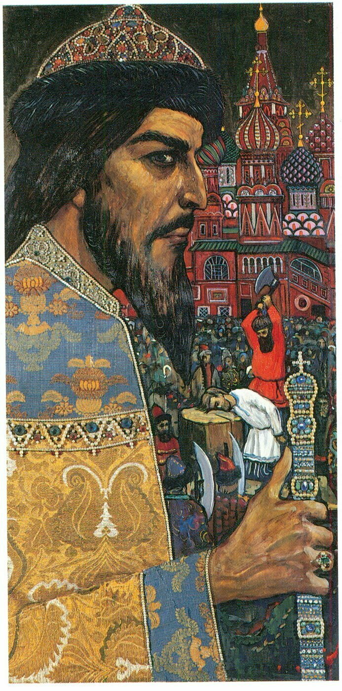 Плакат, постер Иван Грозный на фоне Красной площади на бумаге, размер 21х30см