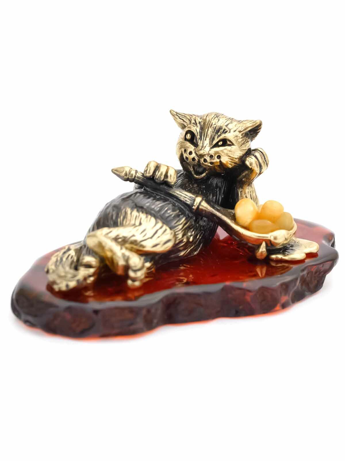 Сувенирная фигурка - Кот без забот, Балтийский Янтарь, 3,0 см