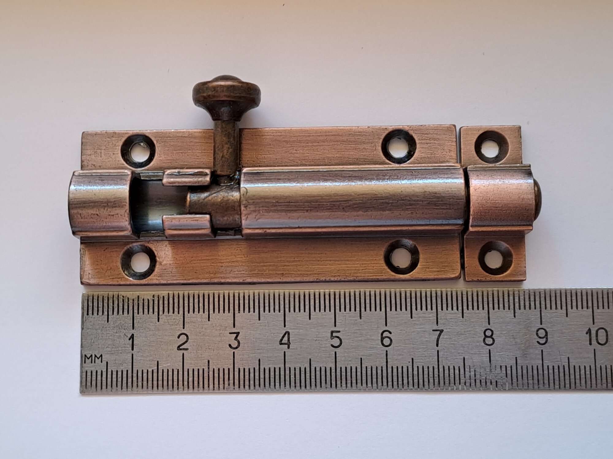 Шпингалет "Т" 80мм . Цвет "медь"