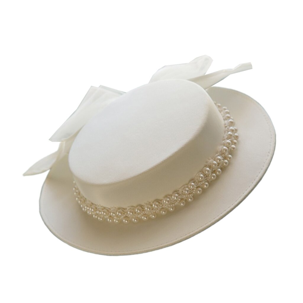 Французская элегантная шляпа с плоским цилиндром из жемчуга