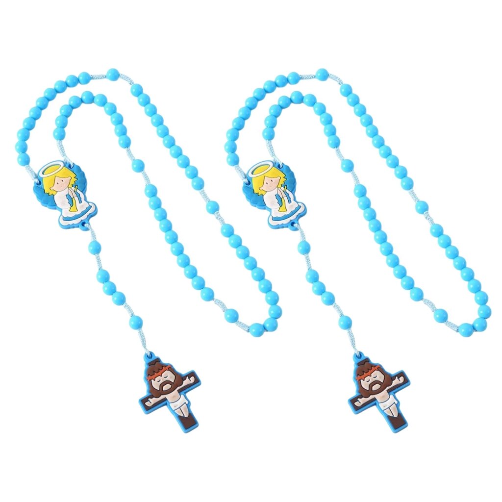 2 ниточки детских четок с подвеской в виде креста Virgin Angel-Голубой ангел