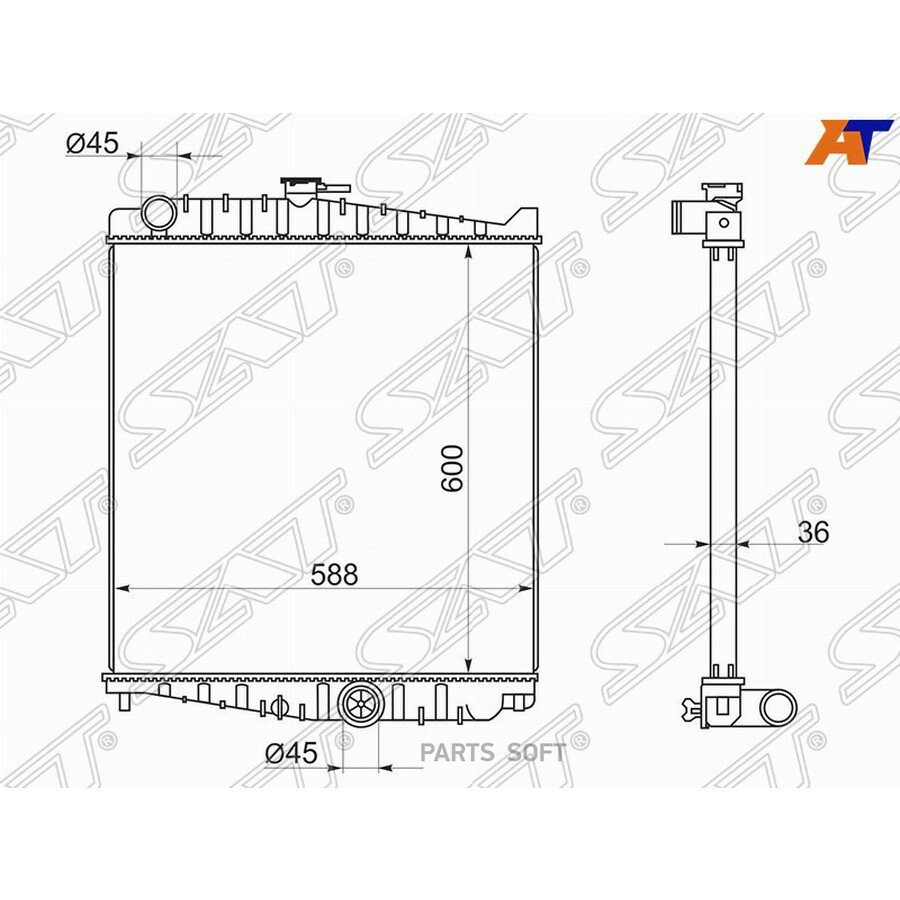 Радиатор Nissan Diesel Condor 91- от официального дистрибьютора, SAT, артикул NS00181