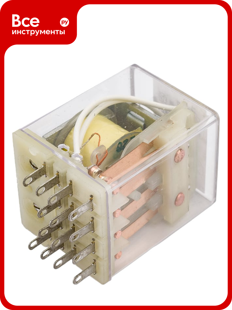 Промежуточное реле ООО МПО Электротехника РП21М-004 УХЛ4Б 220/50, 380 В винтовой монтаж, четырёхконтактный, защита