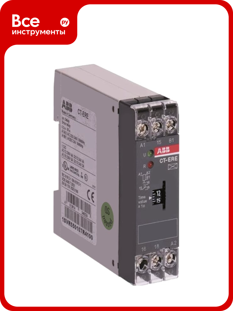 Реле времени ABB CT-ERE, с задержкой на включение, 0.3-30сек 1SVR550107R4100
