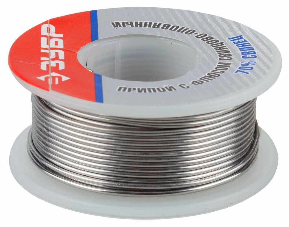 Припой ЗУБР Sn 30% Pb 70%, 100 грамм 55422-100