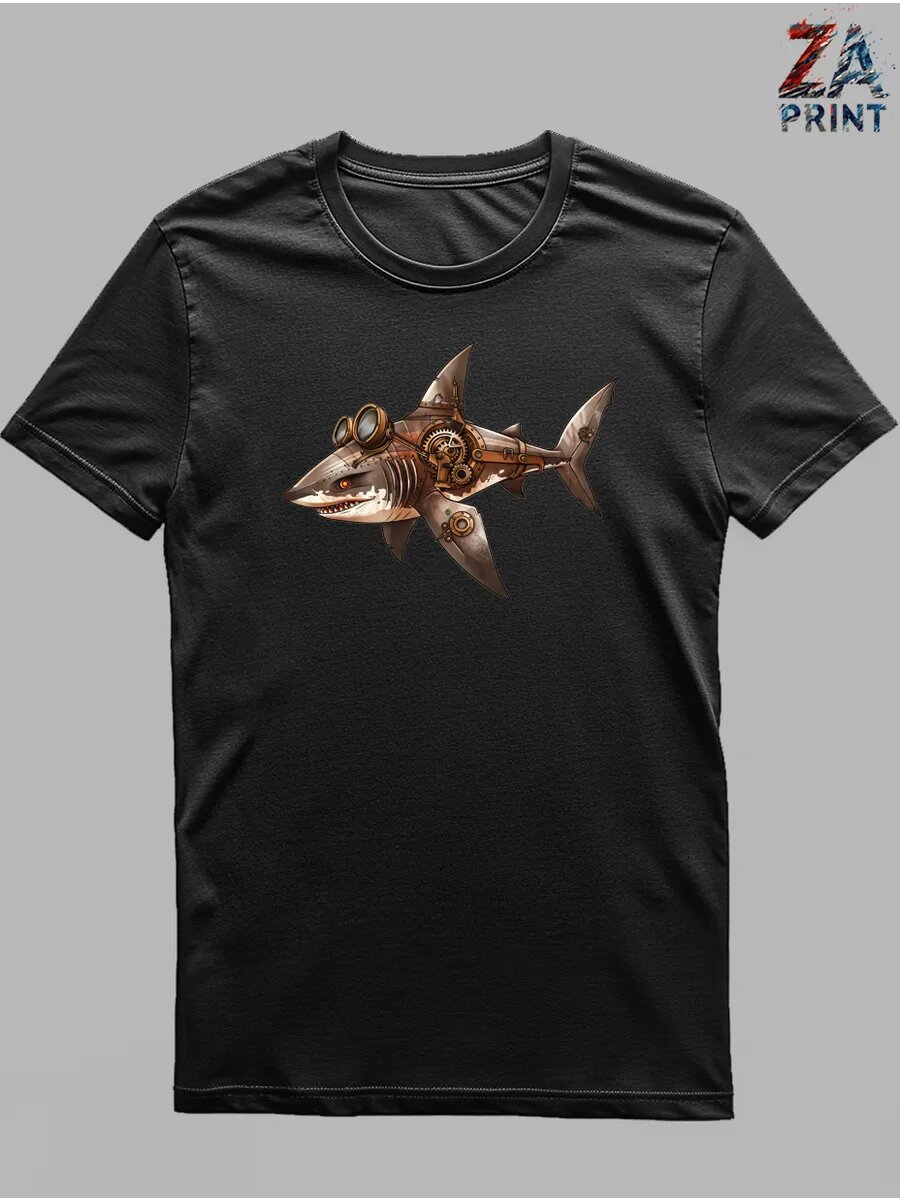 Футболка киберпанк акула
