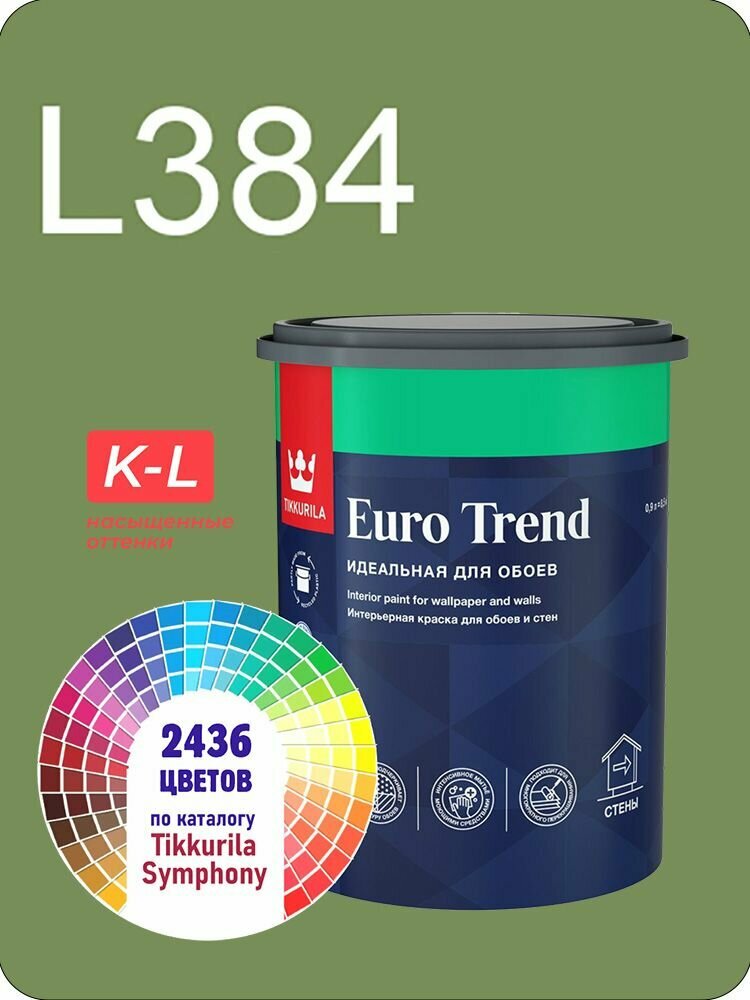 Краска для обоев Tikkurila Euro Trend 0,9л. насыщенные оттенки L384