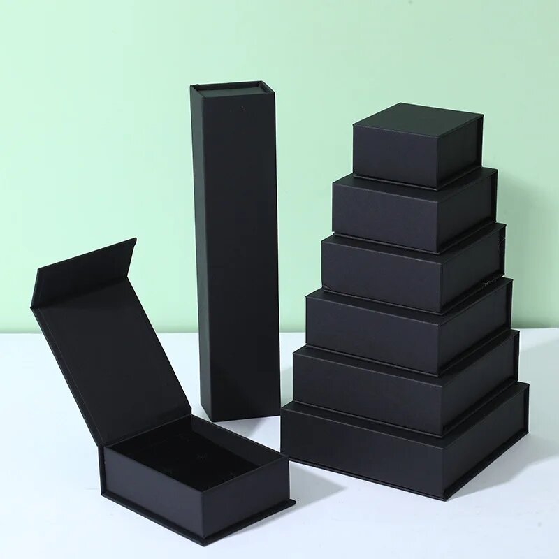 Магнитные картонные подарочные коробки, набор из 12/24 штук Черный, black, NO.1-5.5x5.5x3.2cm, 12pcs