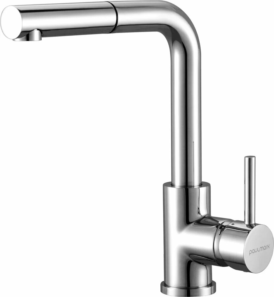Смеситель для кухни Paulmark Kassel Ka214311-CR с поворотным изливом, хром, глянцевый, однорычажный, латунный, с керамическим картриджем