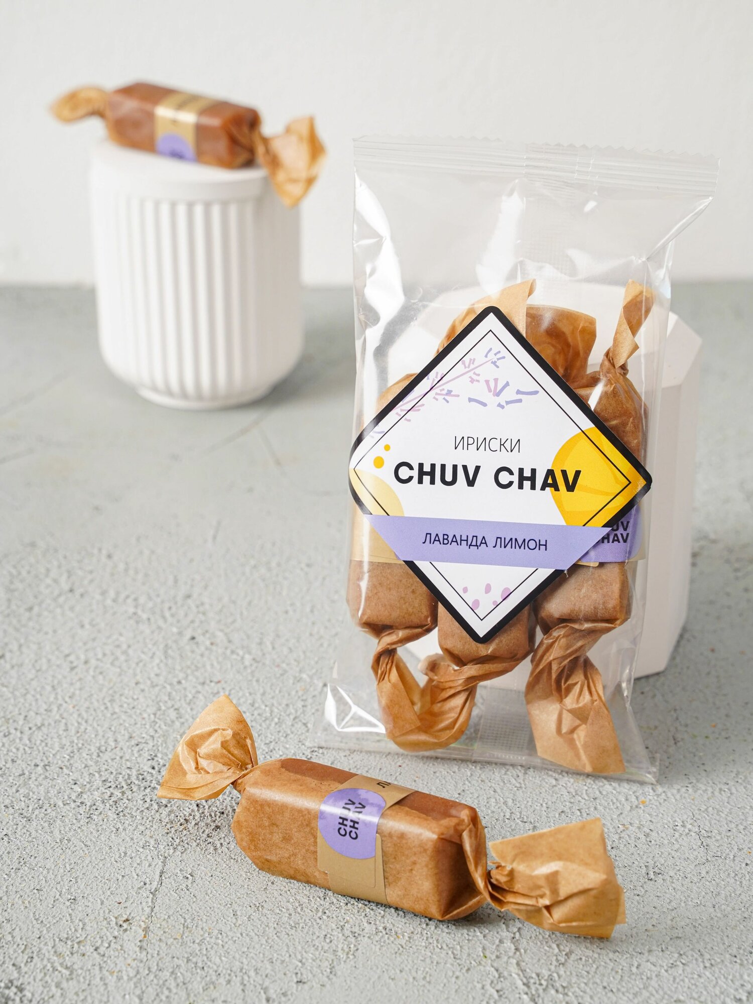 Ириски Чув-Чав лаванда лимон, набор из 3 конфет