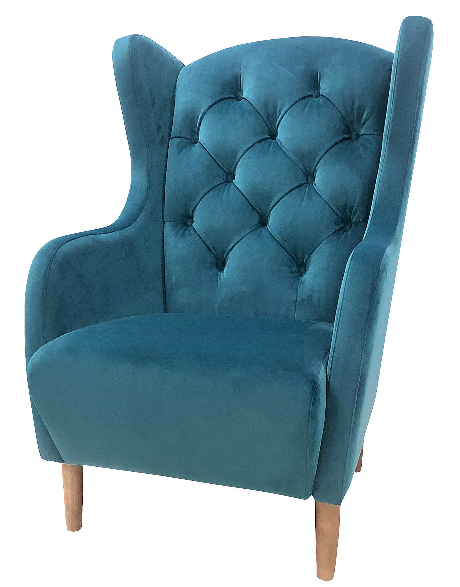 Кресло Уют-6, СТД, с подлокотниками, велюр, березовый каркас, с каретной стяжкой