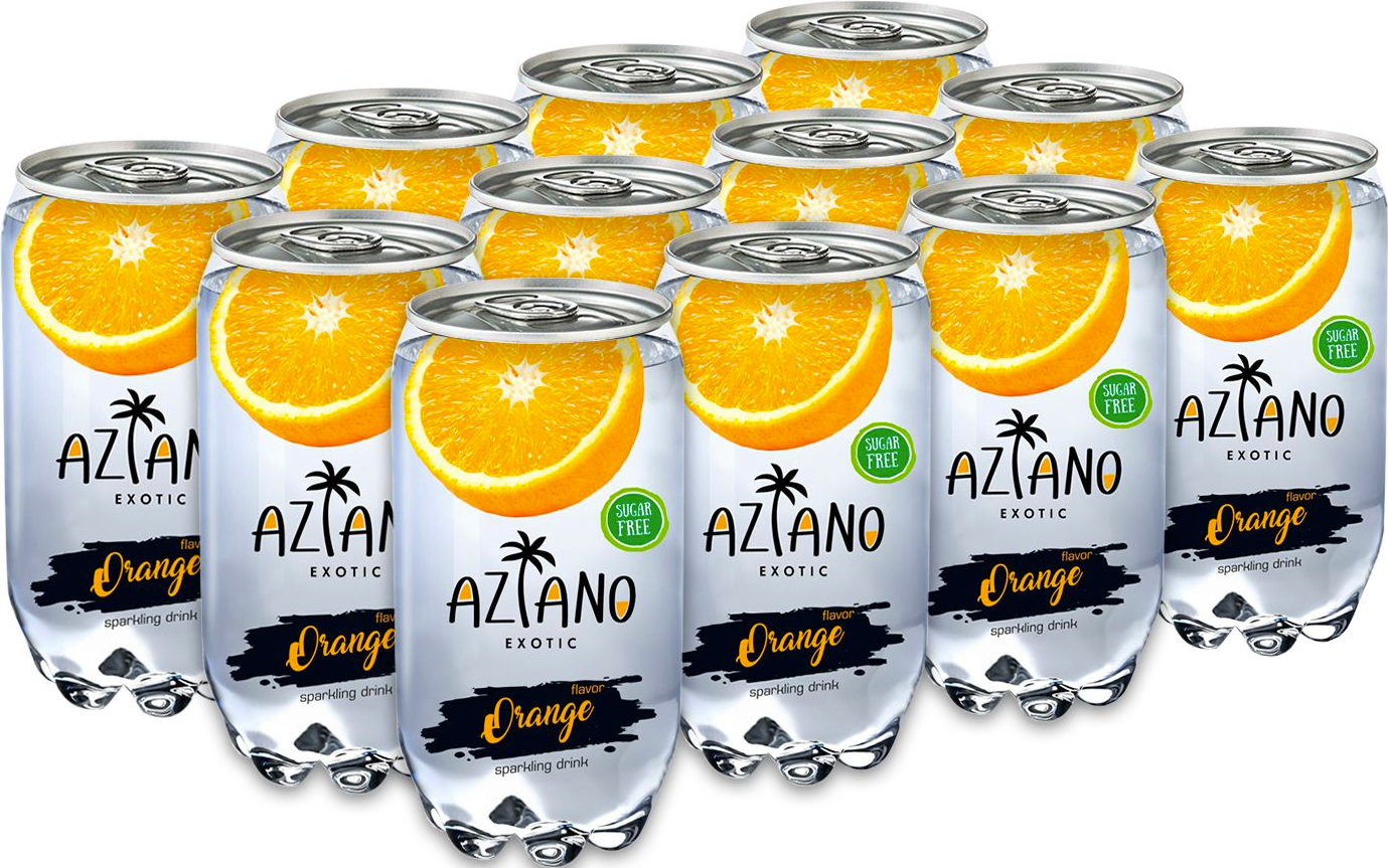 Aziano Orange (Апельсин) 0,35л./12шт. Aziano Напиток газированный Китай