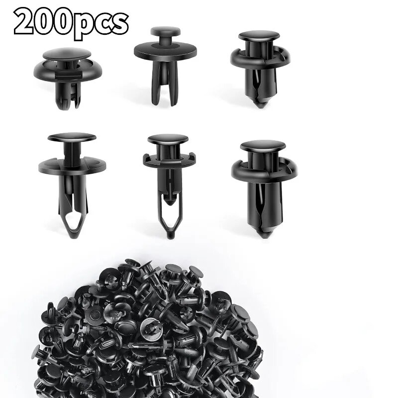 200 шт. клипсы автомобильные нажимные фиксаторы Clipsr детали для кузова автомобиля зажимы для отделки панели 6,3 мм 8 мм 9 мм 10 мм комплект сменных Расширительных винтов, 200pcs