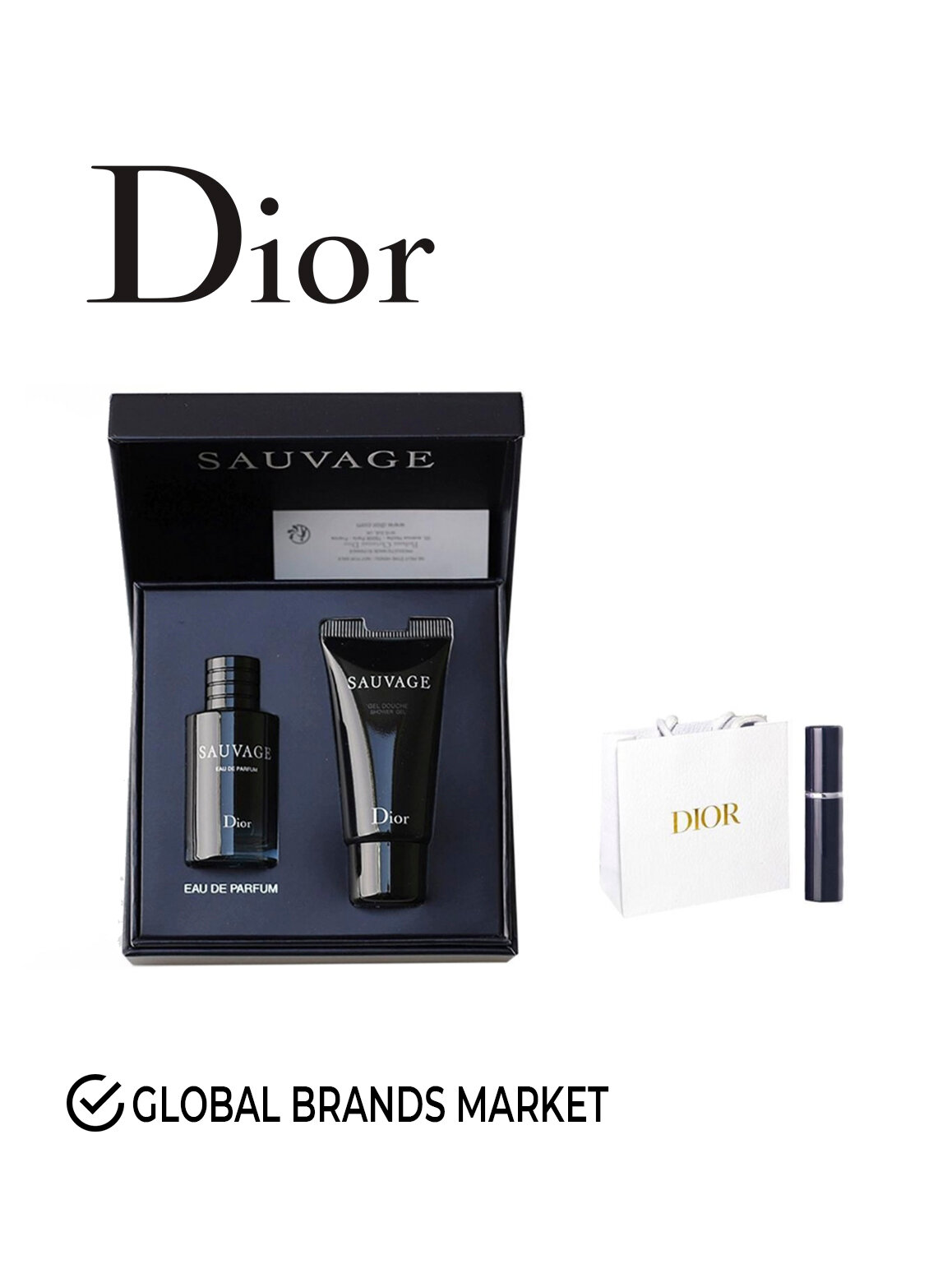 Подарочный набор мужской Dior Sauvage Eau de Parfum Dior 10мл, гель для душа Dior Sauvage 20мл