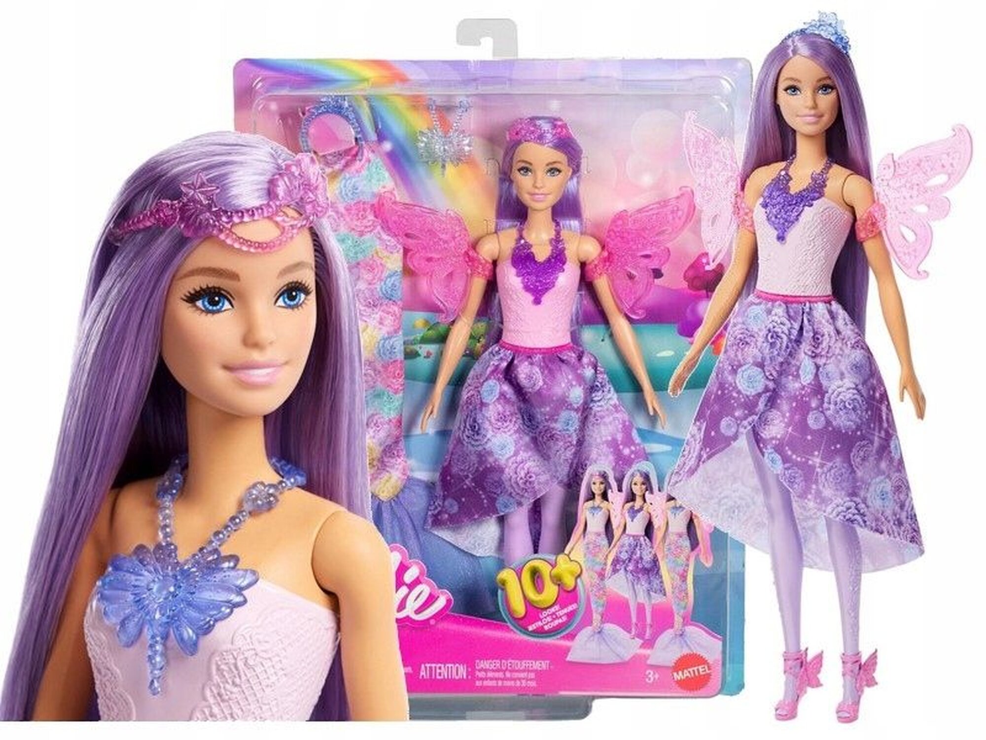 Кукла Mattel Barbie - Кукла с одеждой и аксессуарами, включая хвост русалки, крылья феи - Барби JCP74