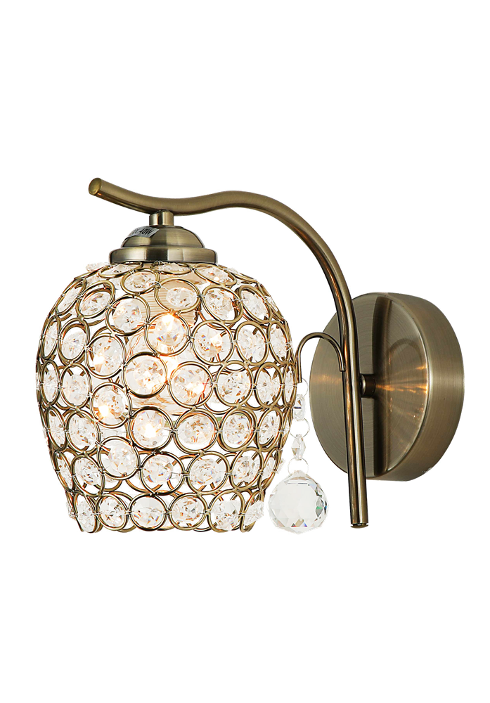 Светильник настенный, бра Престиж античная бронза с прозрачным хрустальным декором на 1 лампу E27
