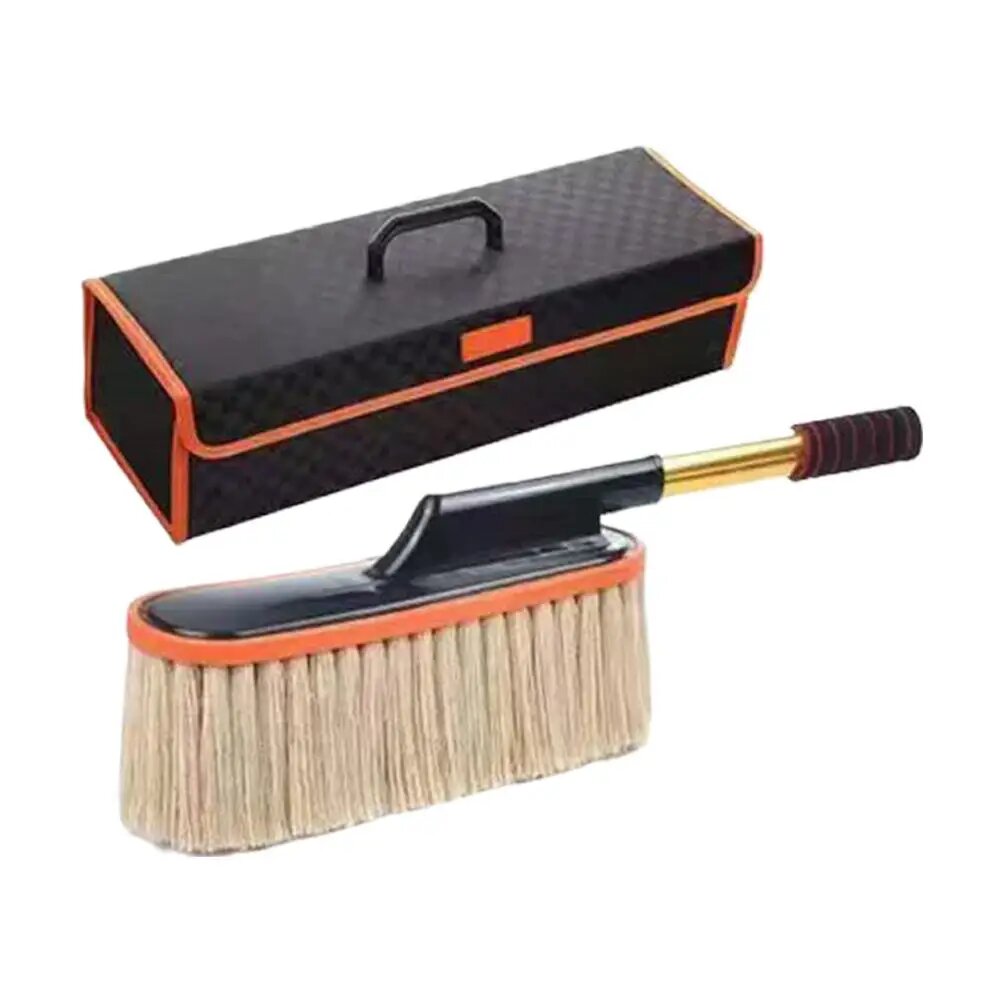 Костюм для автомобильной тряпки из микрофибры, восковая щетка, масштабируемая ручка, мягкие волосы, чистка автомобиля, швабра, щетина, щетки для автомойки, аксессуары, beige with box