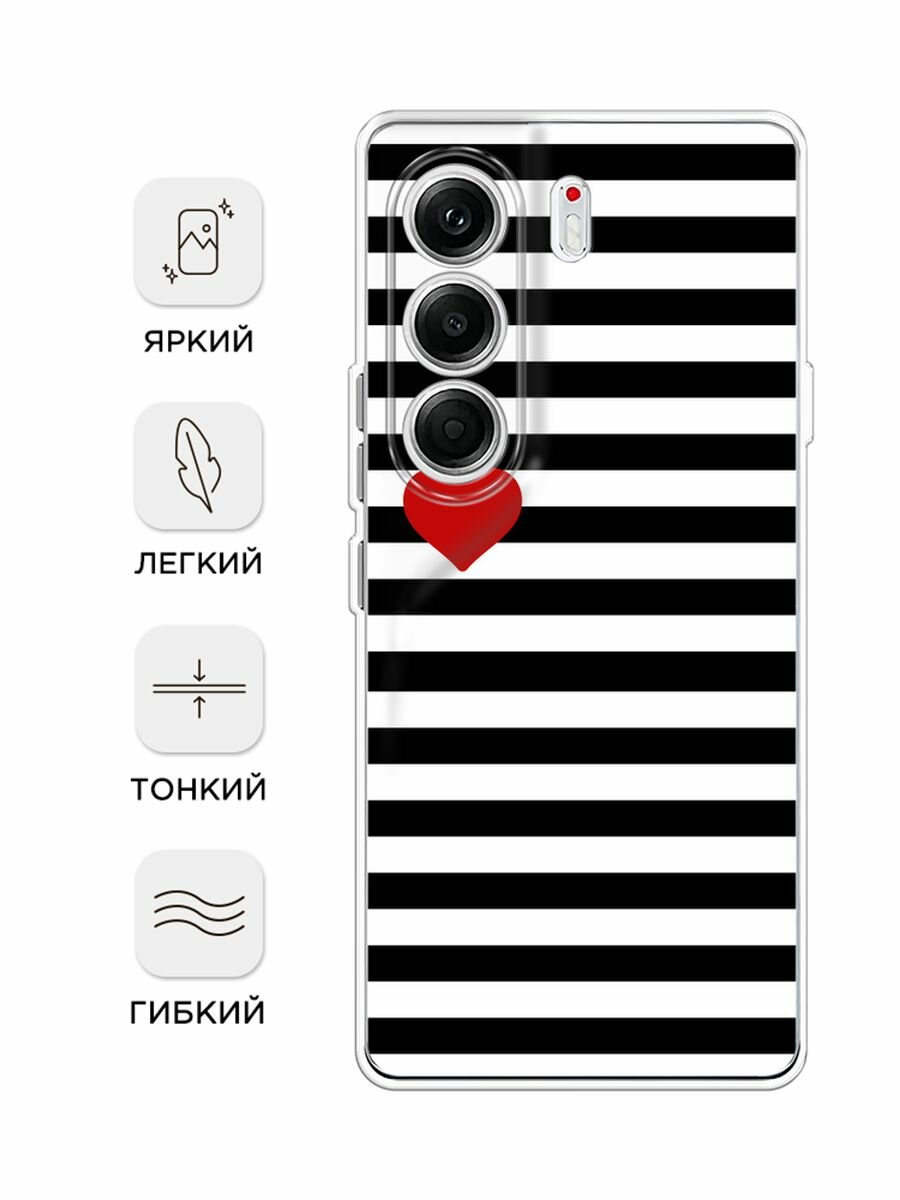 Чехол на Tecno Camon 40 Pro / Текно Камон 40 Про с принтом "Красное сердце" — фото 1