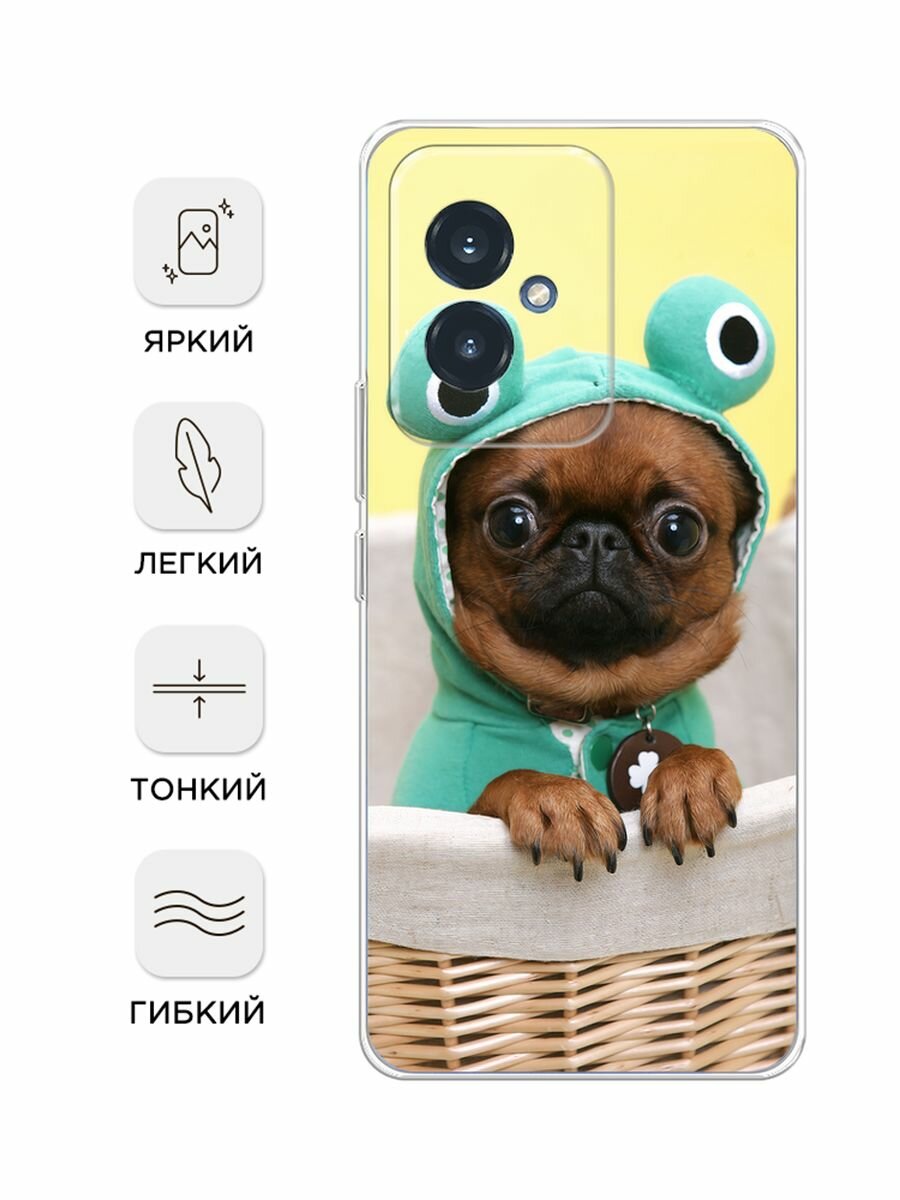 Чехол на Honor 100 / Хонор 100 с принтом "Собачка в шапке лягушки" — фото 1