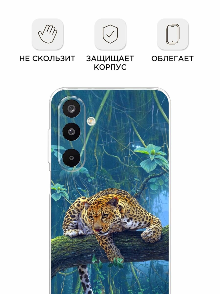 Чехол на Samsung Galaxy M16 / Самсунг Галакси М16 с принтом "Леопард охотник" — фото 1