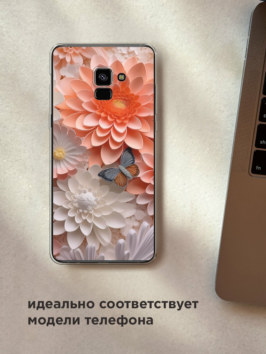 Чехол на Samsung Galaxy A8 + / Самсунг Галакси А8 Плюс 2018 с принтом "Бумажные цветы" — фото 1