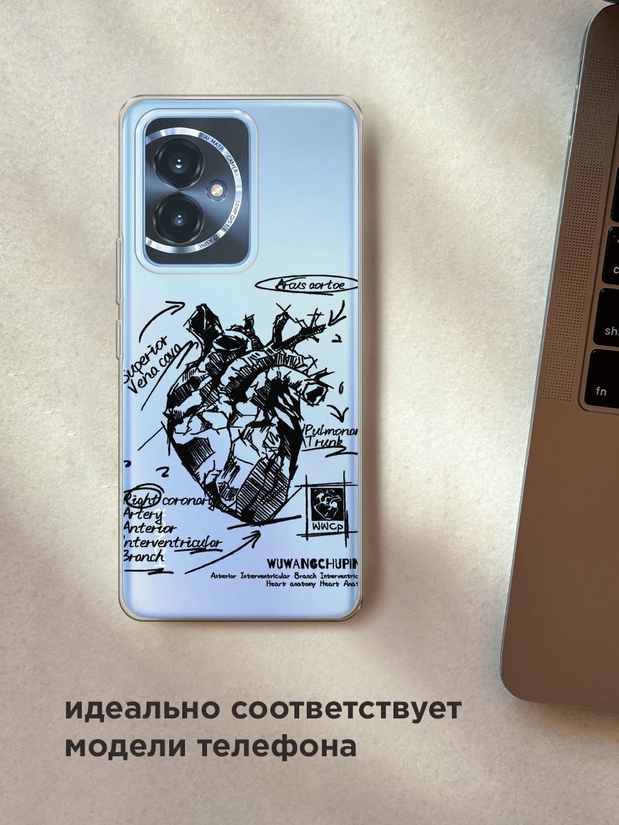 Чехол на Honor 100 / Хонор 100 с принтом "Анатомическое сердце 2", прозрачный — фото 1