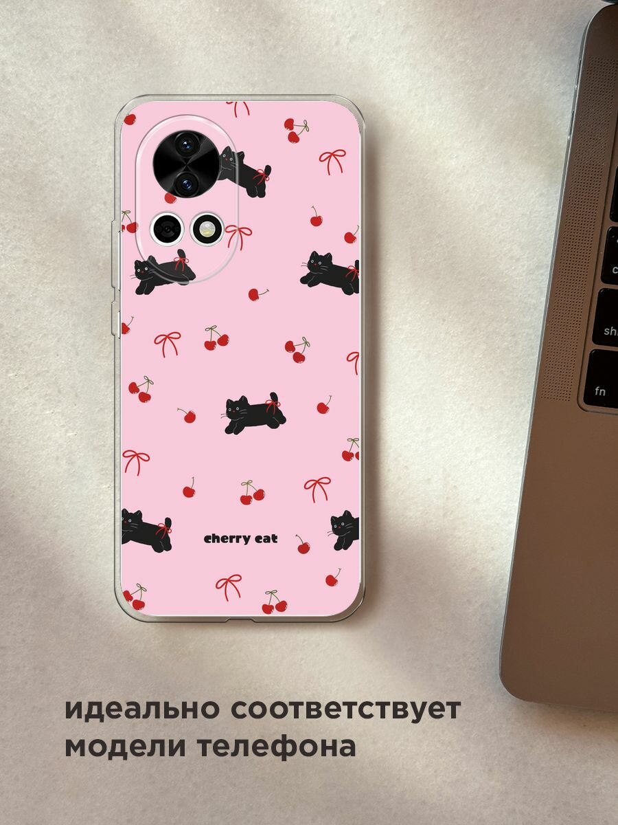 Чехол на Huawei Nova 12/Nova13 / Хуавей Нова 12/Нова 13 с принтом "Cherry cat" — фото 1