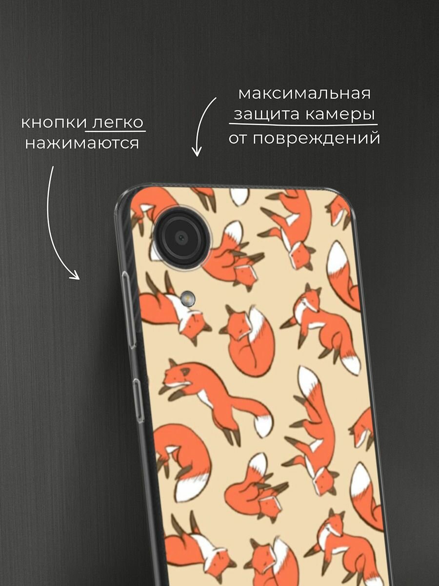 Чехол на Samsung Galaxy A03 Core / Самсунг Галакси А03 Core с принтом "Лисички фон" — фото 1