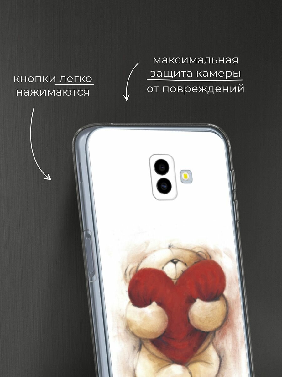 Чехол на Samsung Galaxy J6 + / Самсунг Галакси J6 Плюс 2018 с принтом "Мишка с сердцем 1" — фото 1