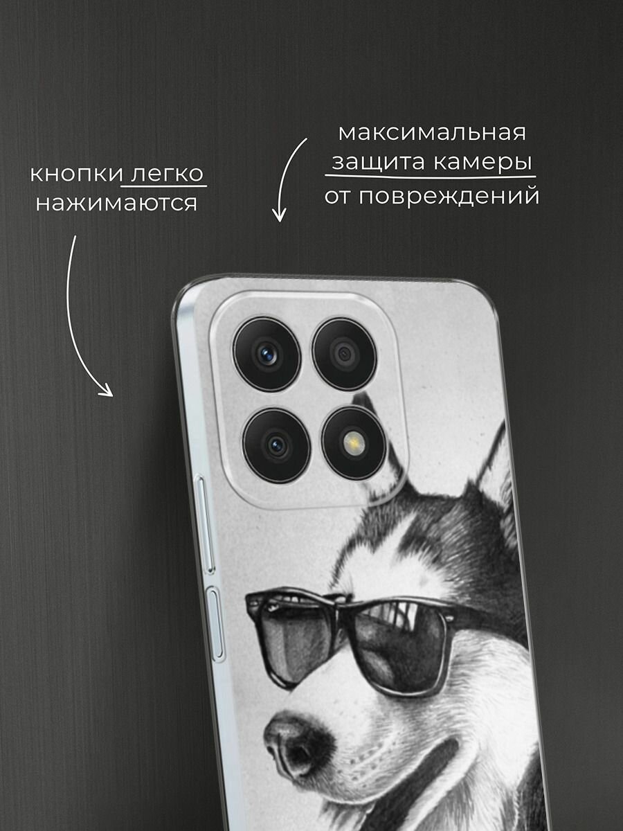 Силиконовый чехол на Honor X8A / Хонор X8A с принтом "Крутой Хаске" — фото 1