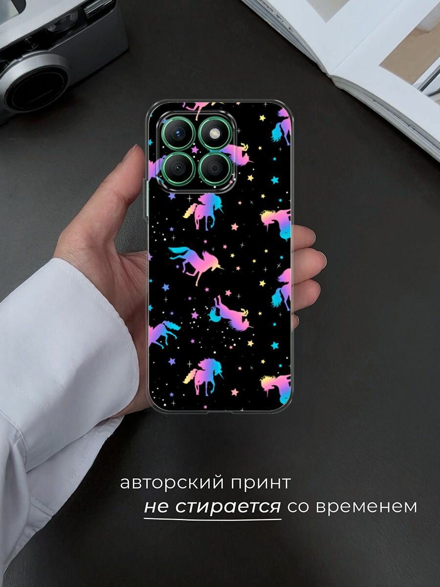Чехол на Honor X8B / Хонор X8B с принтом "Единороги градиент" — фото 1