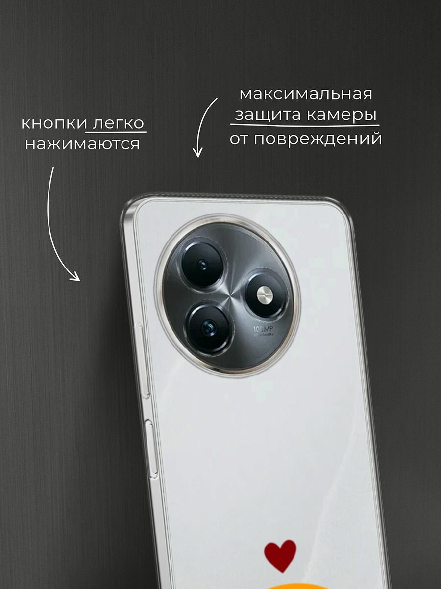 Чехол на Itel S24 / Ител S24 с принтом "Влюблённая уточка - 14 февраля", прозрачный — фото 1
