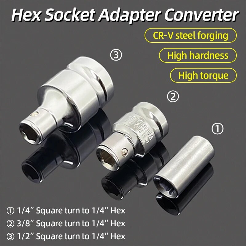 Адаптер 3/8" на 1/4" Square to Hex Socket B-1Pc — фото 1