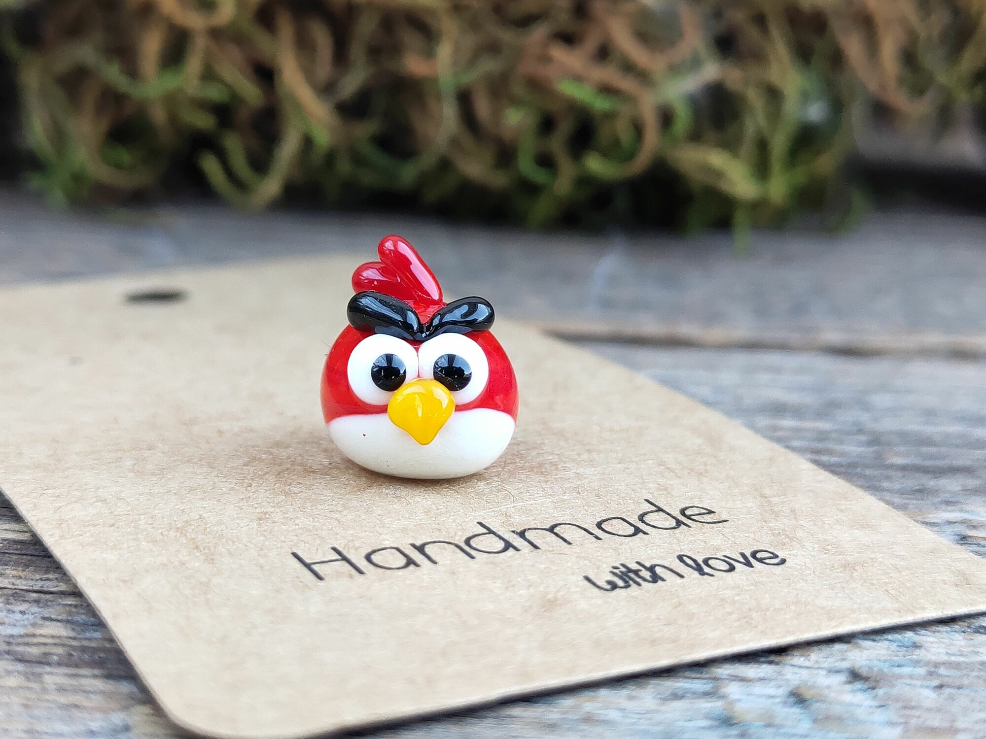 Фигурка стеклянная птичка энгри бёдс из стекла ручной работы