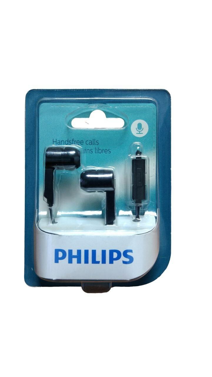 Наушники Philips SHE1405BK/10, Встроенный микрофон, Разъем 3,5мм, Кабель 1,2 метра