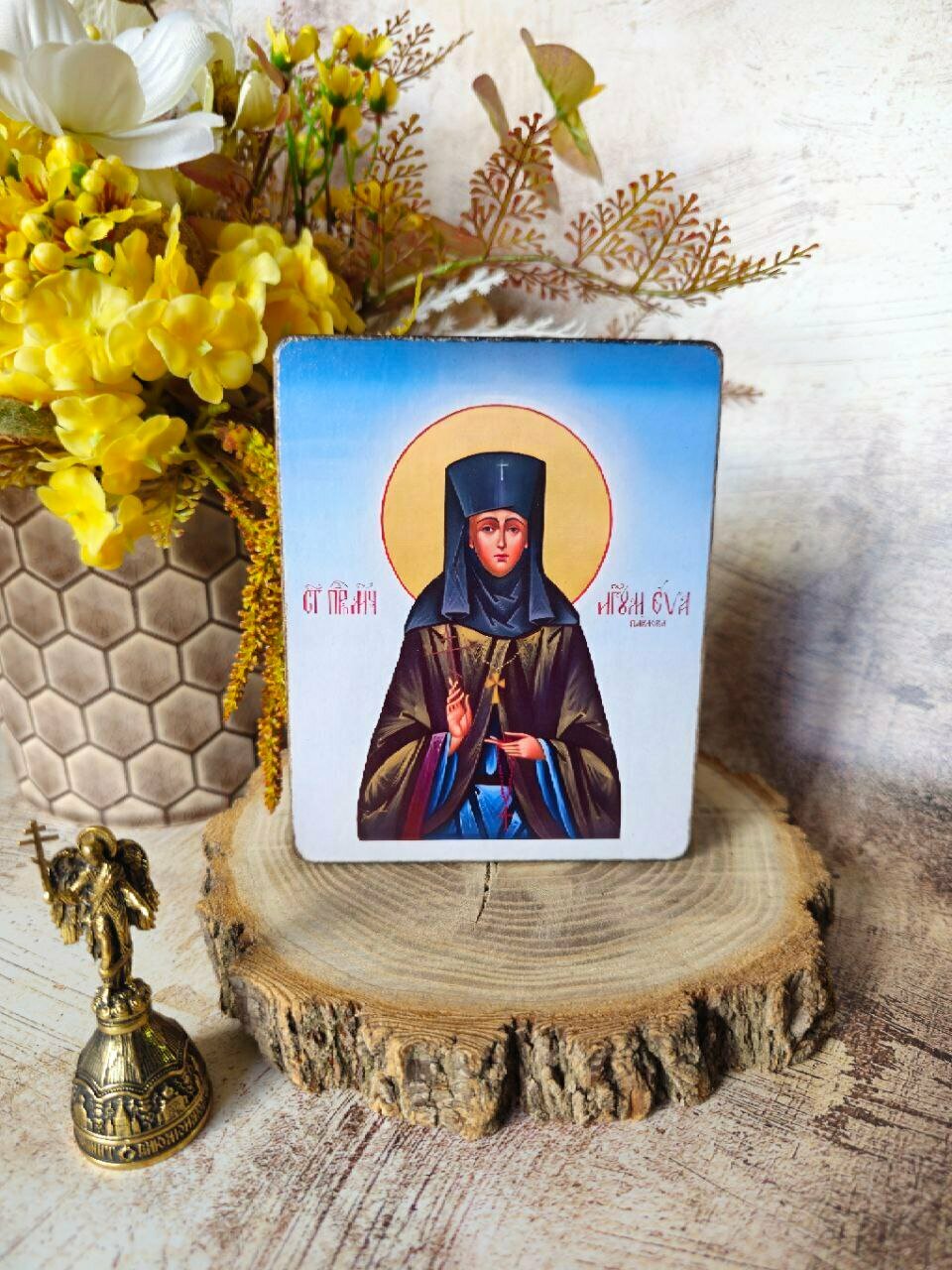 Освященная икона Преподобномученица Ева Павлова, игумения, 19*24 см