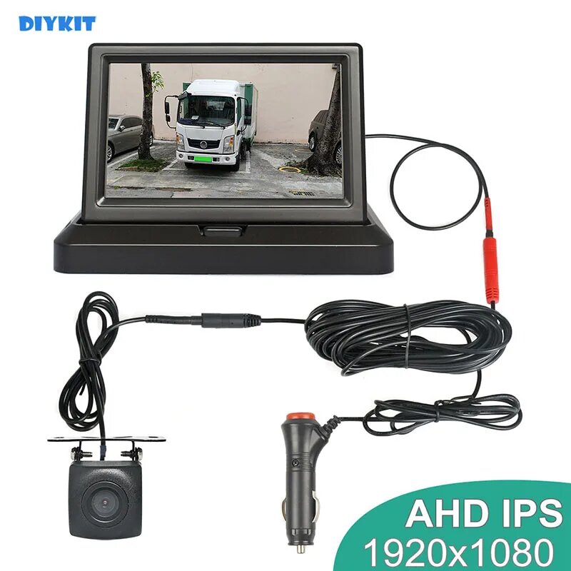 DIYKIT 5-дюймовый AHD IPS складной HD автомобильный монитор 1920*1080 Starlight ночного видения резервная автомобильная камера заднего вида