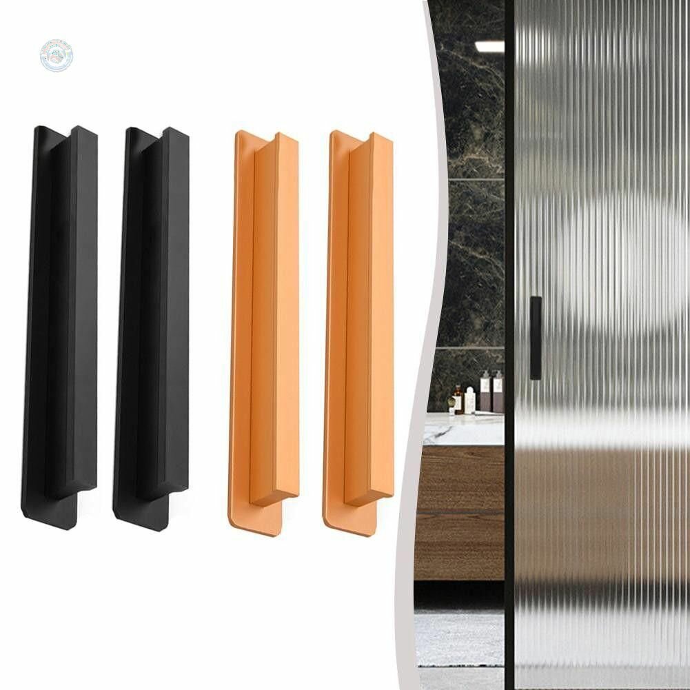 Накладные дверные ручки без сверления, золотые и чёрные, 2 шт, самоклеящиеся алюминиевые ручки для шкафов, ящиков, окон и балконных дверей, универсальная мебельная фурнитура