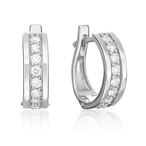 Серьги, белое золото, 585 проба, бриллиант
