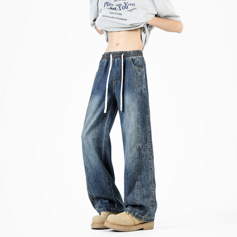 Слим тапер KLQ Круто Тонкие KLQ мужские американские широкие штаны новинки прямые длинные брюки, Размер_2XL