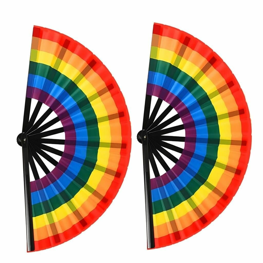 Радужный складной веер, разноцветный ручной веер для мужчин и женщин