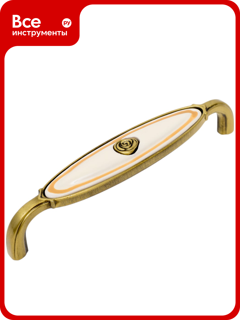 Ручка-скоба KERRON с фарфором, 128 мм, атласная бронза SF19-18-128 MAB, ов