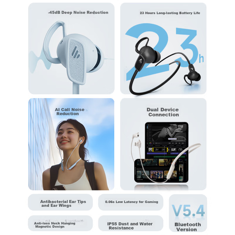 Беспроводные наушники EDIFIER W280NB Pro Active Noise Cancelling Bluetooth Sports Earphones, цвет White