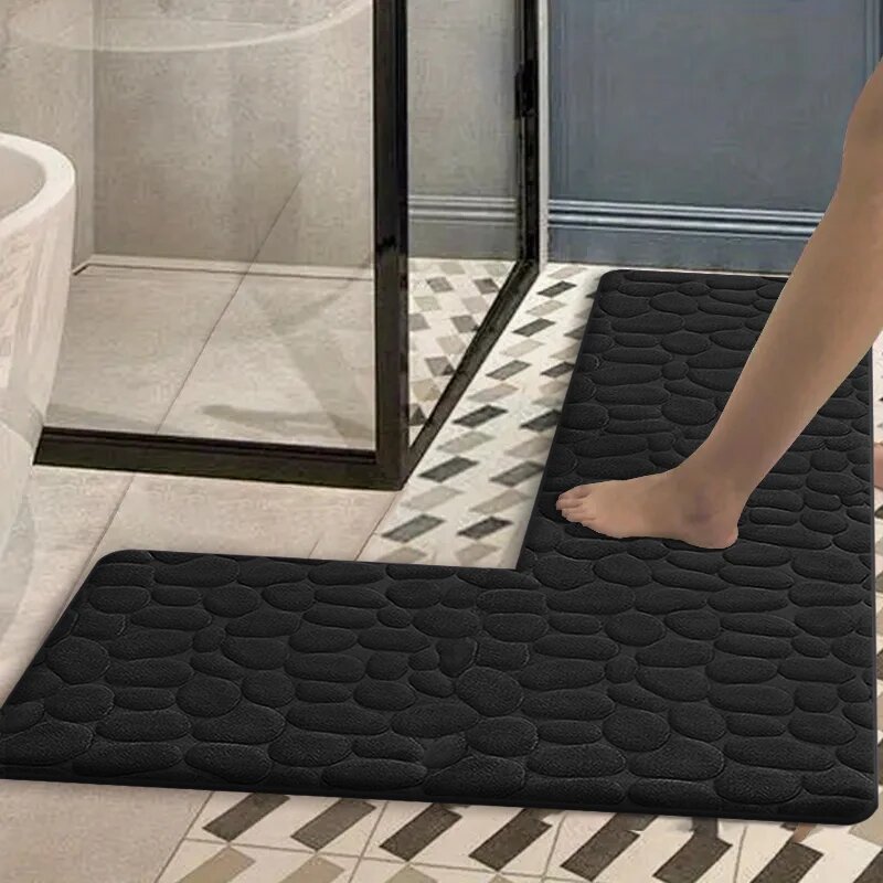 Угловой впитывающий коврик для ванной из полиэстера 120x80x45cm, Черный, Black