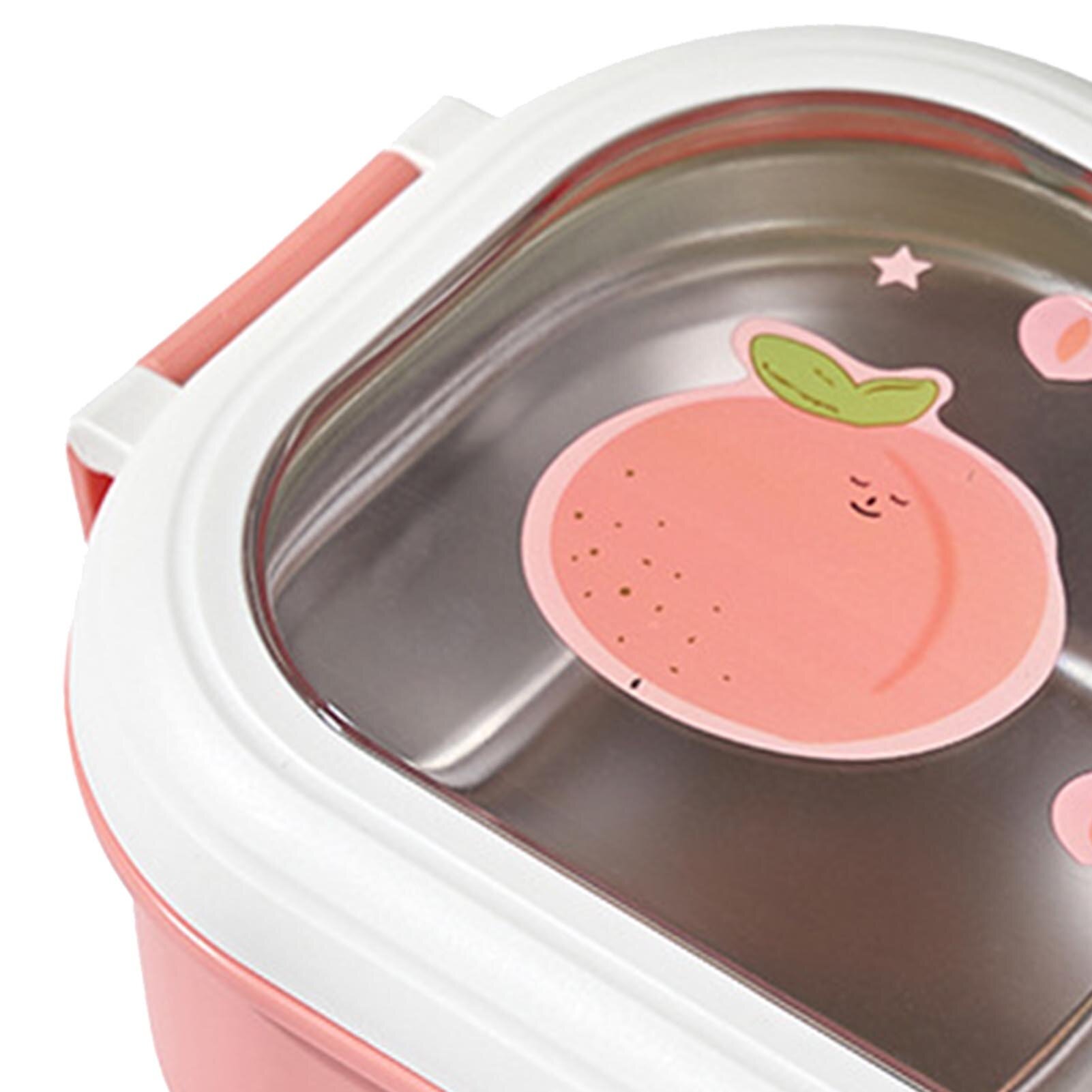 Bento Ланч-бокс Портативный безопасный герметичный разделенный термос из нержавеющей стали Ланч-бокс для студентов Школьный офис Розовый