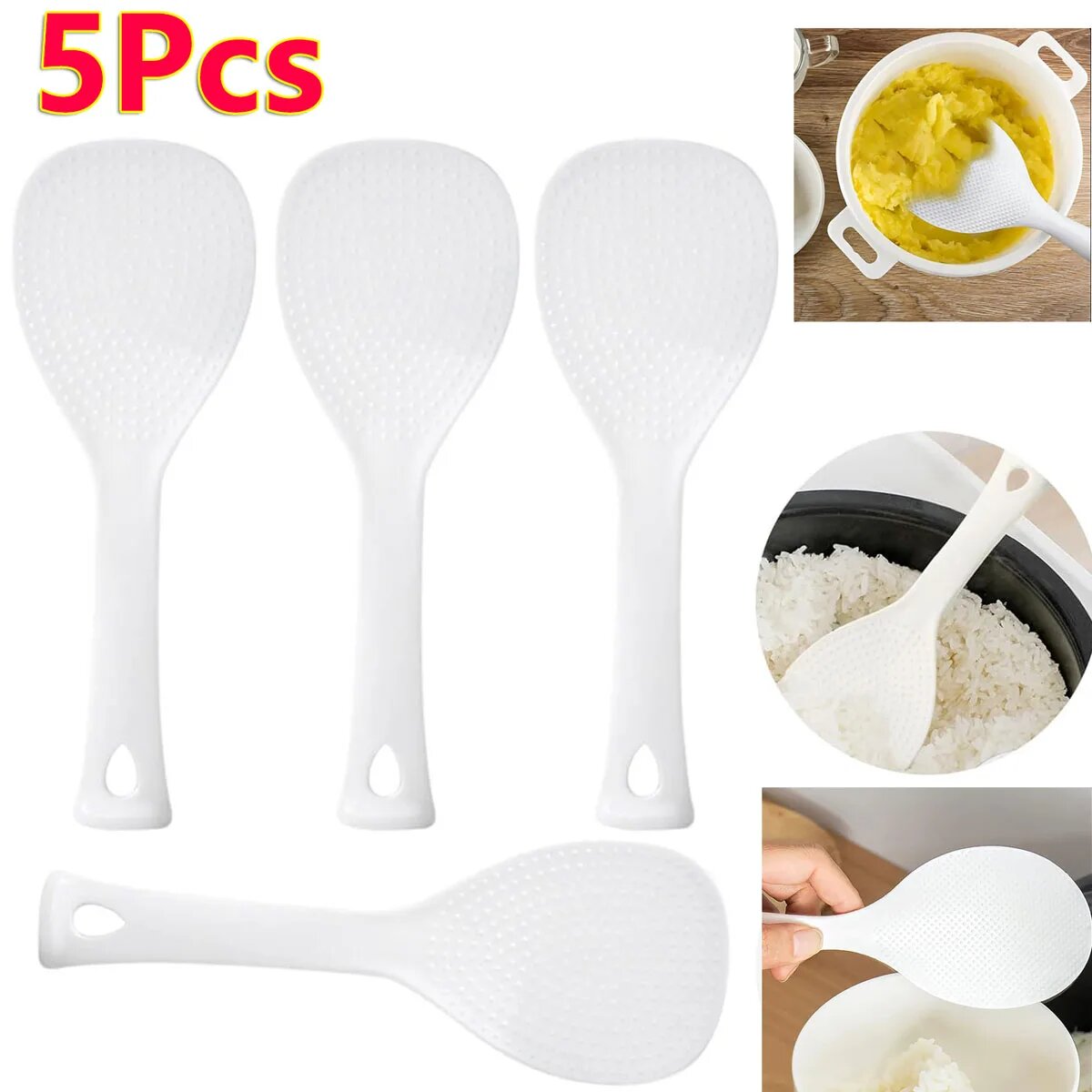 5 шт. пластиковая ложка для риса, лопаточка для приготовления риса, ковш, весло для сервировки, кухонная утварь, посуда для приготовления пищи, аксессуары, подставка для посуды