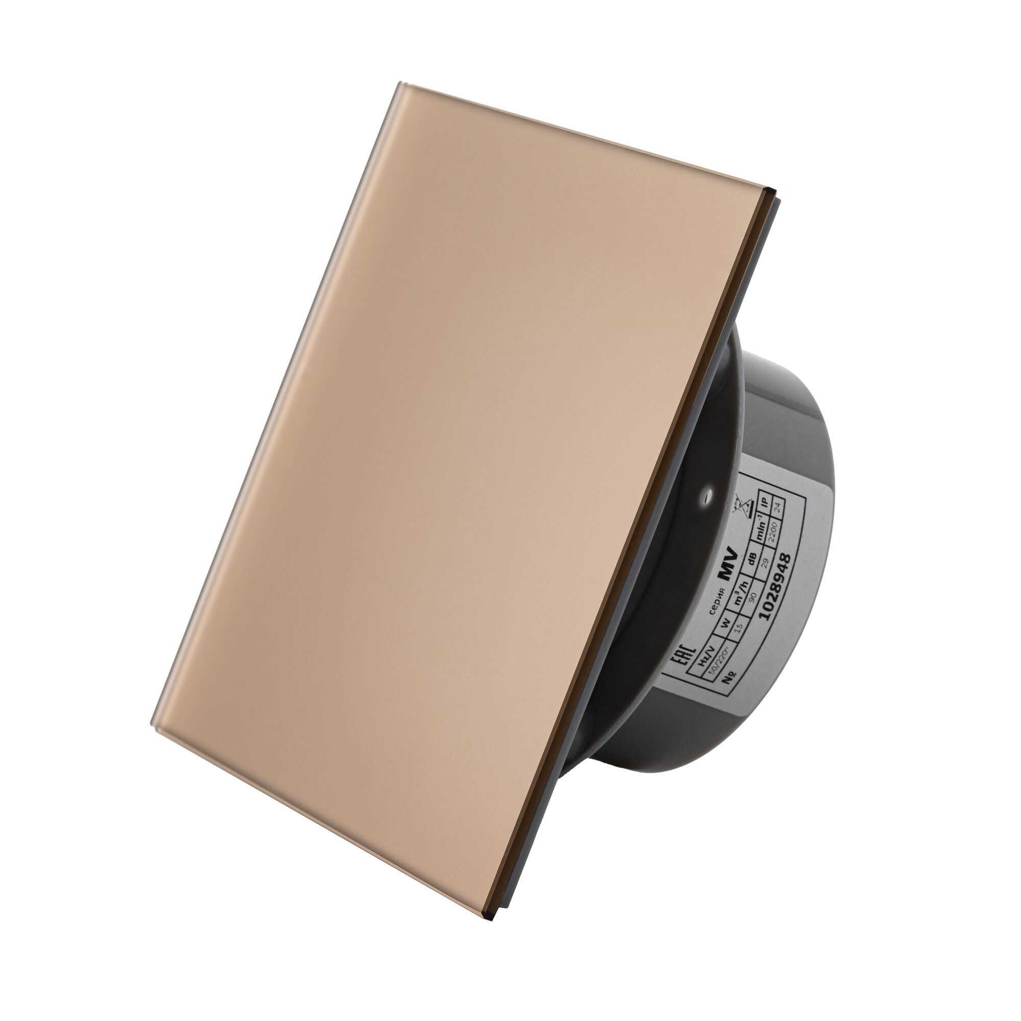 Вытяжной тонкий вентилятор SlimVent МV 100, стекло квадрат бронзовый матовый