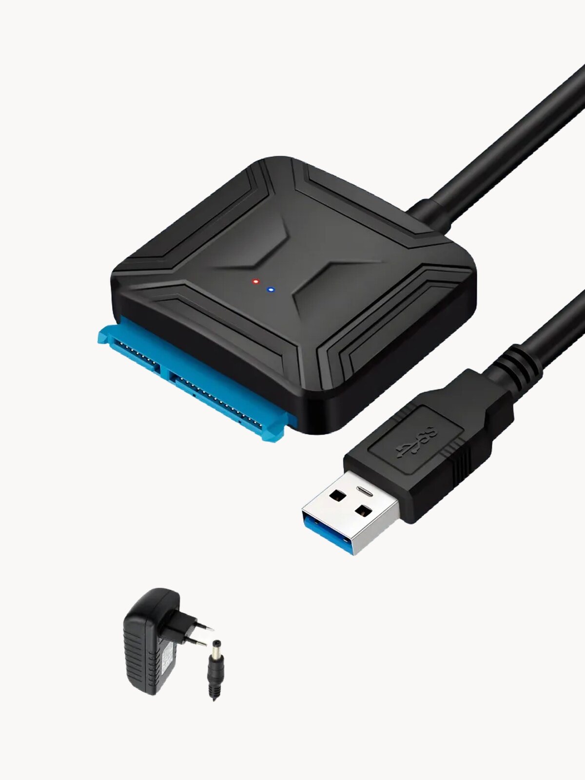 Кабель адаптер SATA - USB 3.0 для HDD 3,5" 2,5" SSD с блоком питания / переходник для жесткого диска / usb sata